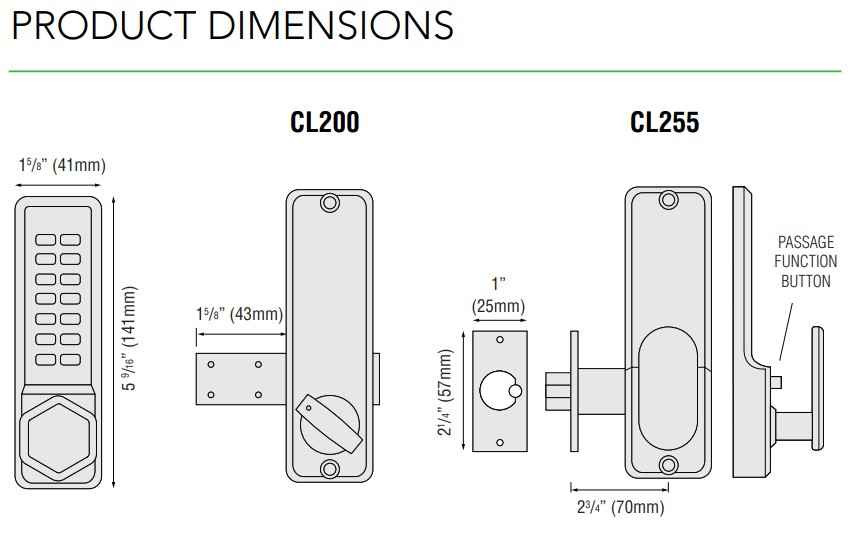 Codelocks CL200 Surface Deadbolt with Key Override - Fast Free Shipping ...