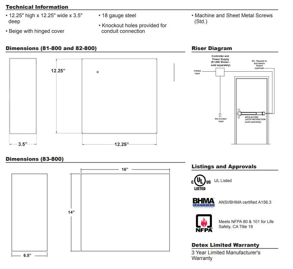 Detex 81-800 Controller and Power Supply - 1.0A Continuous Powers and ...