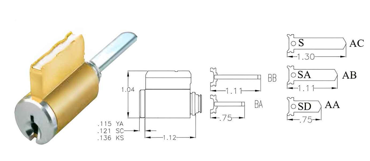 Kaba Ilco 1539 Series Key-In-Knob / Lever Universal Cylinder - Fast ...