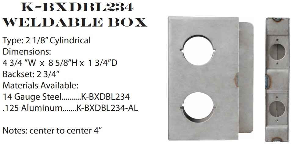 Keedex K-BXDBL234 Double Weldable Gate Box 2 3/4 Backset - Fast Free ...
