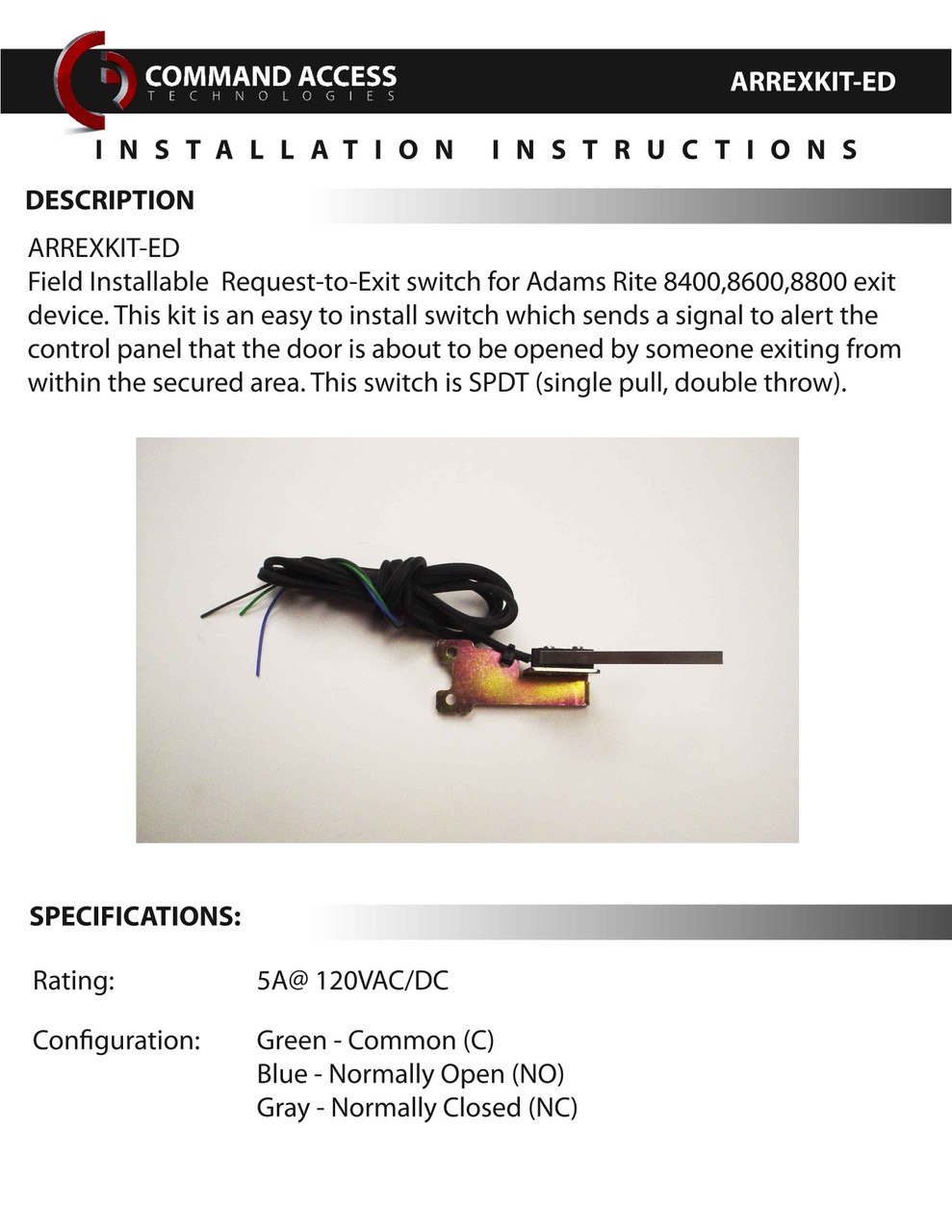 Command Access Request to Exit Switch Kit | ZenSupply