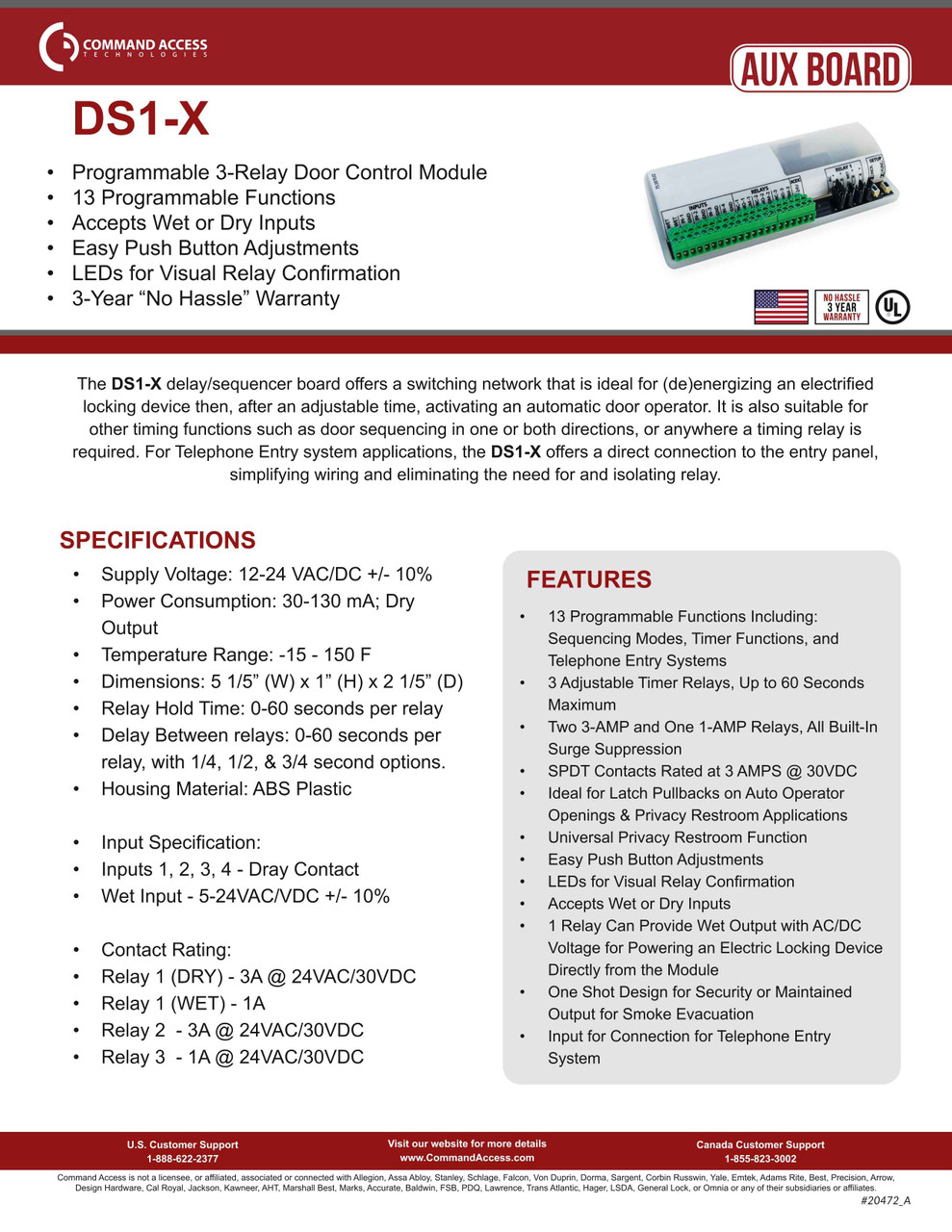 Command Access DS1-X Multi-Function Door Sequencing Relay Board - Fast ...