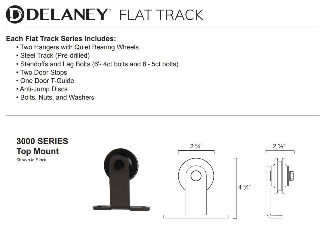 Delaney 3000 Series - 6 Foot Low-Profile Top-Mount Sliding Barn Door ...