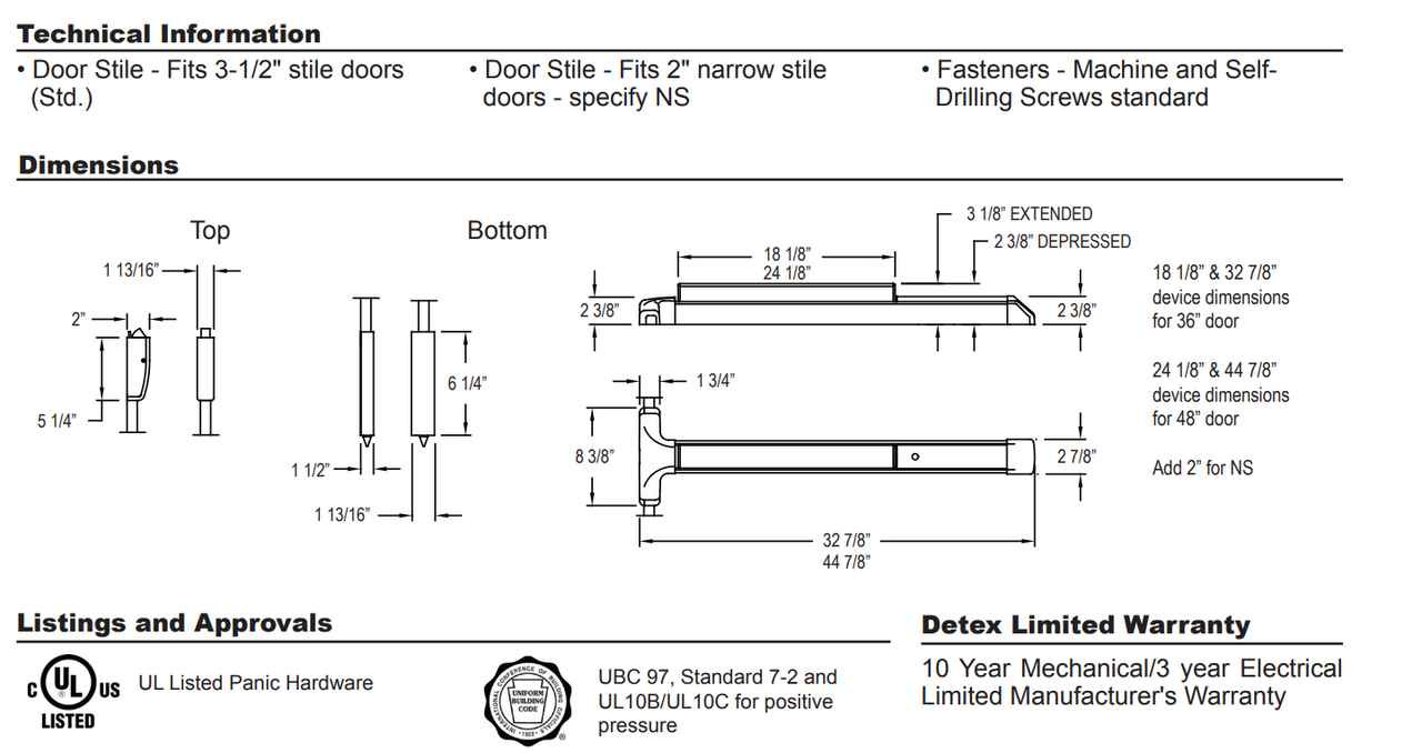 Detex V5003P/V5103P Value Series Vertical Rod Exit Device | ZenSupply
