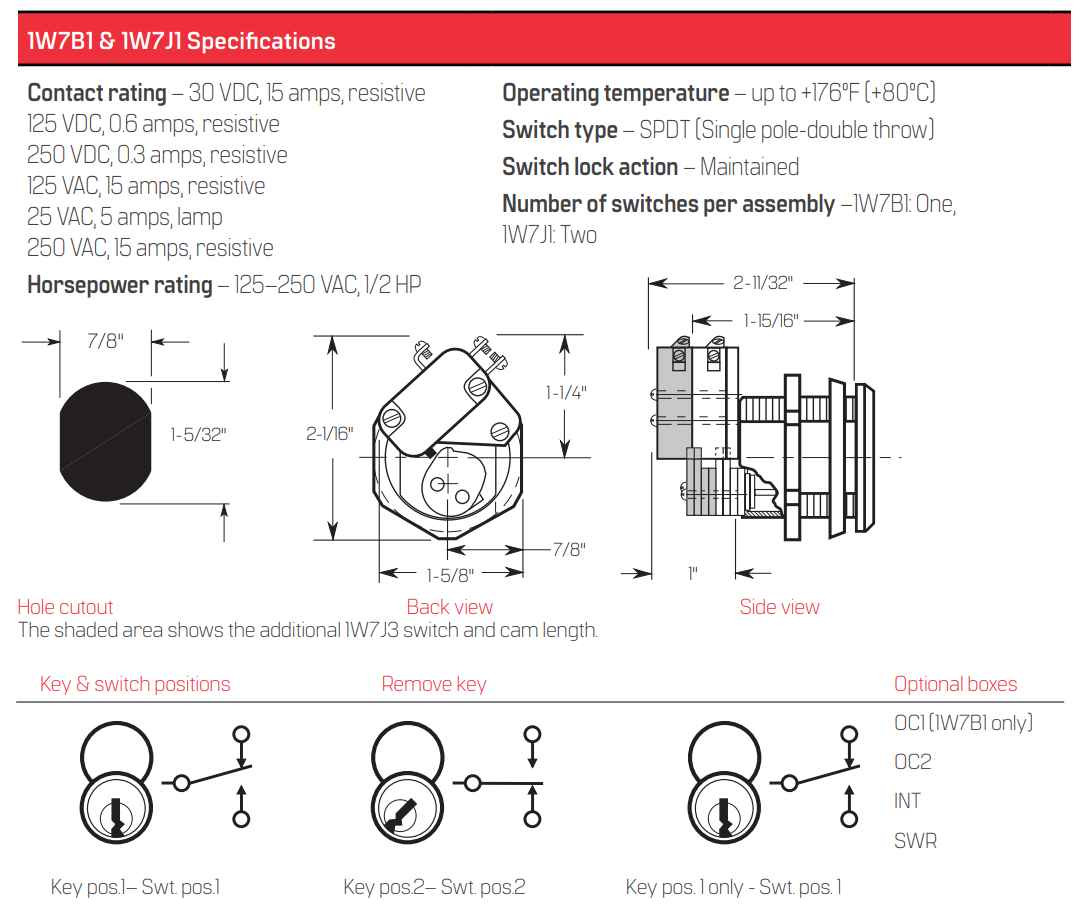 BEST 1W7J1 Electric Switch Lock, Dual Switch, 2 SPDT, Key Position 2 ...
