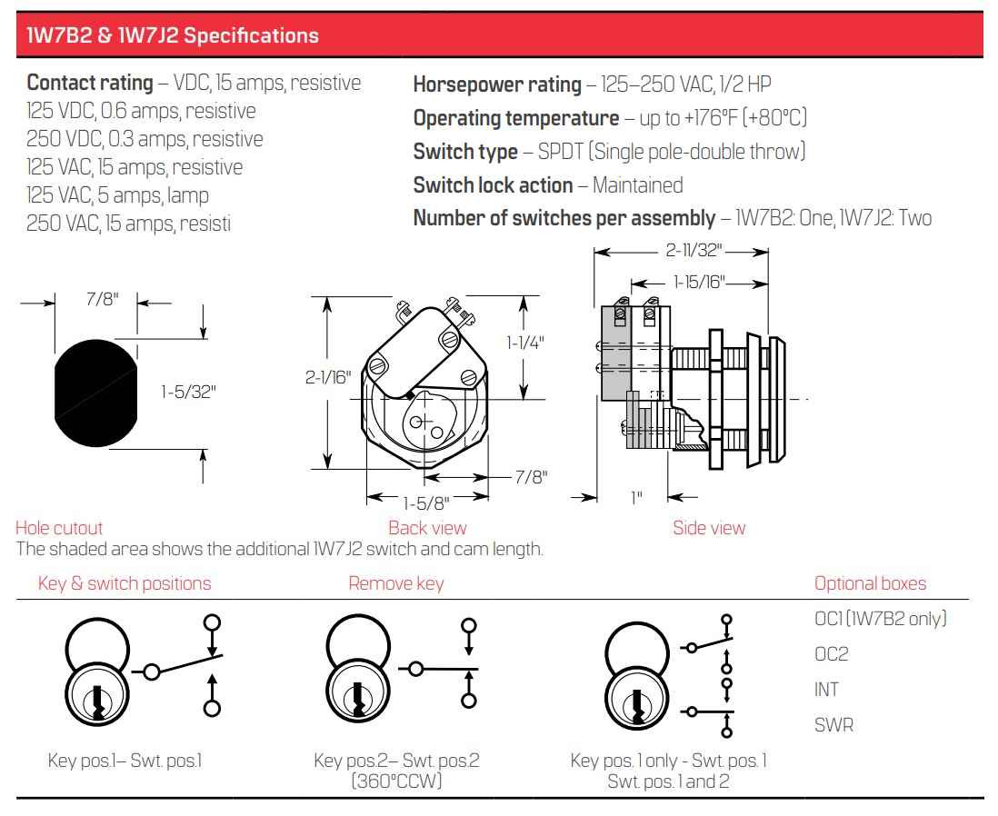 BEST 1W7J2 Electric Switch Lock, Dual Switch, 2 SPDT, Key Position 2 ...