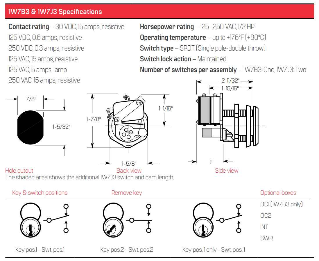 BEST 1W7B3 Electric Switch Lock, Single Switch, SPDT, Key Position 2 ...