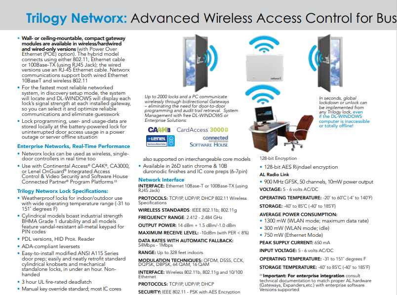 Alarm Lock Trilogy Networx Wireless Access Control | ZenSupply