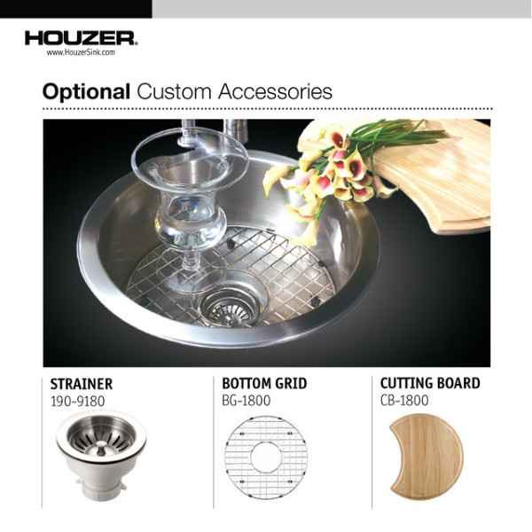 Houzer SCF-1830 Hospitality 18" Stainless Steel Drop-in Topmount Round ...