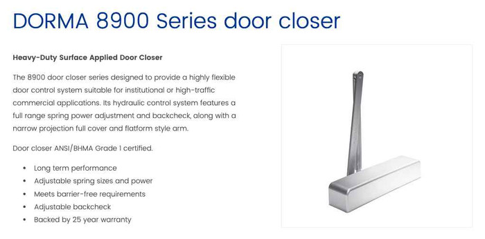 DORMA 8956 Surface-Mounted, Hold Open Heavy Duty Door Closer - Painted ...