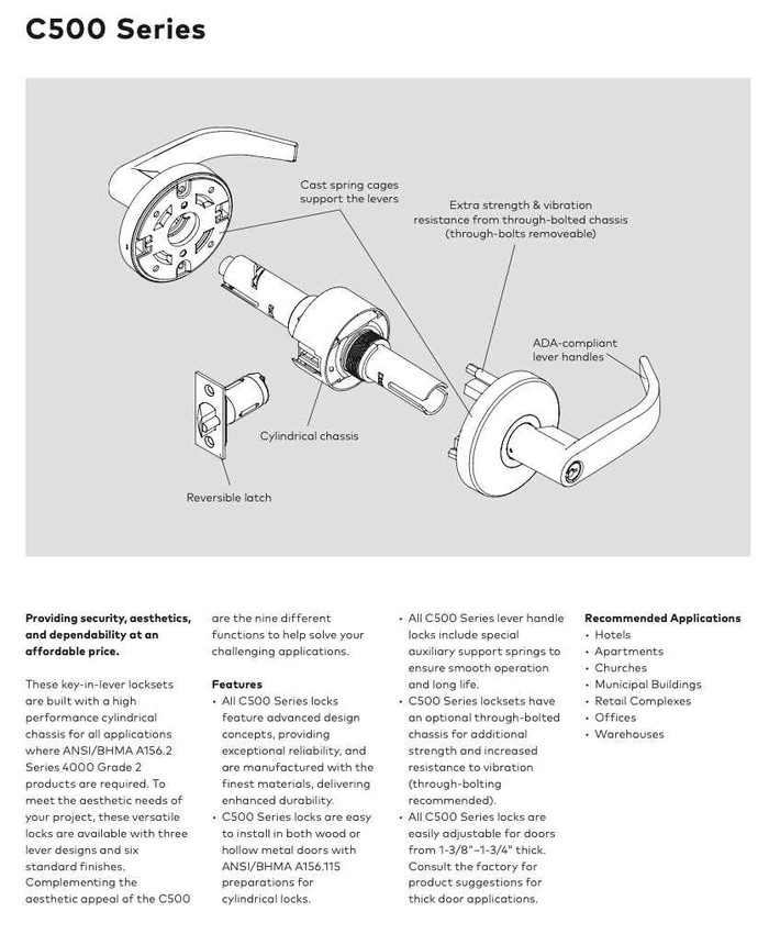 Dorma C510 Passage/Closet Keyless Lever Lockset - Fast Free Shipping ...