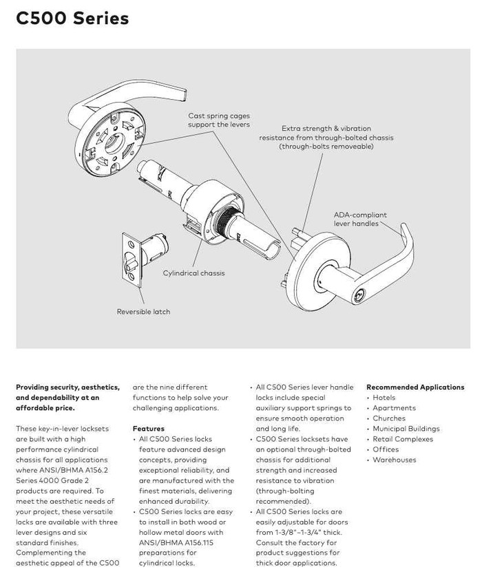 Dorma C540 Privacy, Bedroom or Bath Keyless Lever Lockset - Fast Free ...