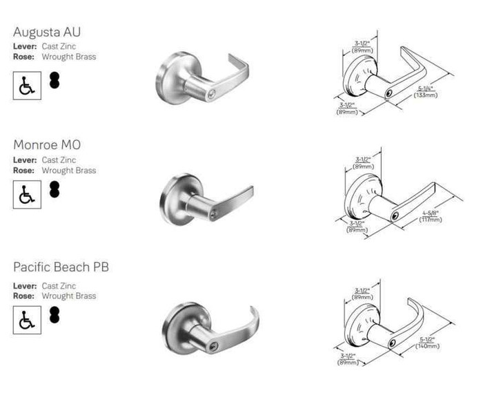 Yale 4722LN Grade 1 Corridor Cylindrical Lever Lock Pacific Beach Trim ...