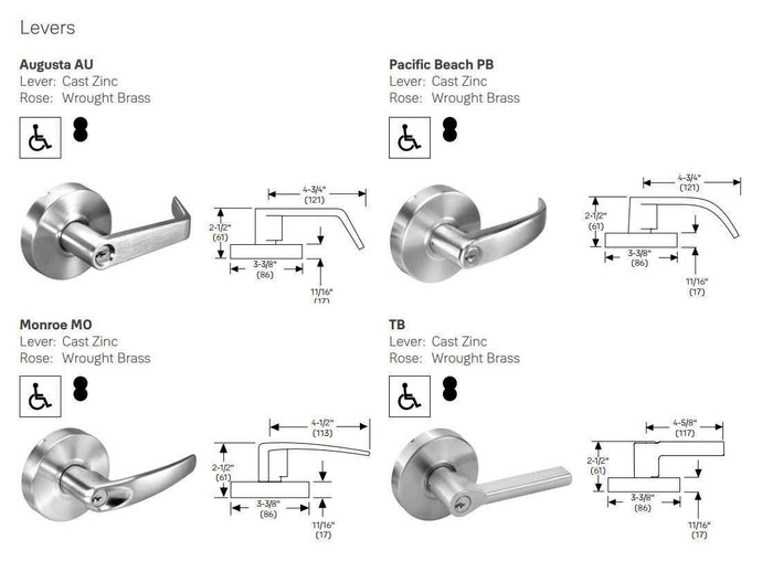 Yale 4605LN Grade 2 Storeroom or Closet Cylindrical Lever Lock Pacific ...