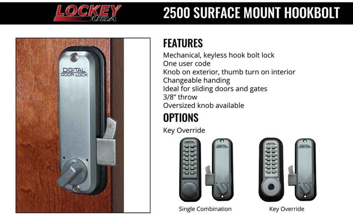 Lockey 2500 Mechanical Keypad 2000 Series Hook Bolt Lock - Fast Free ...