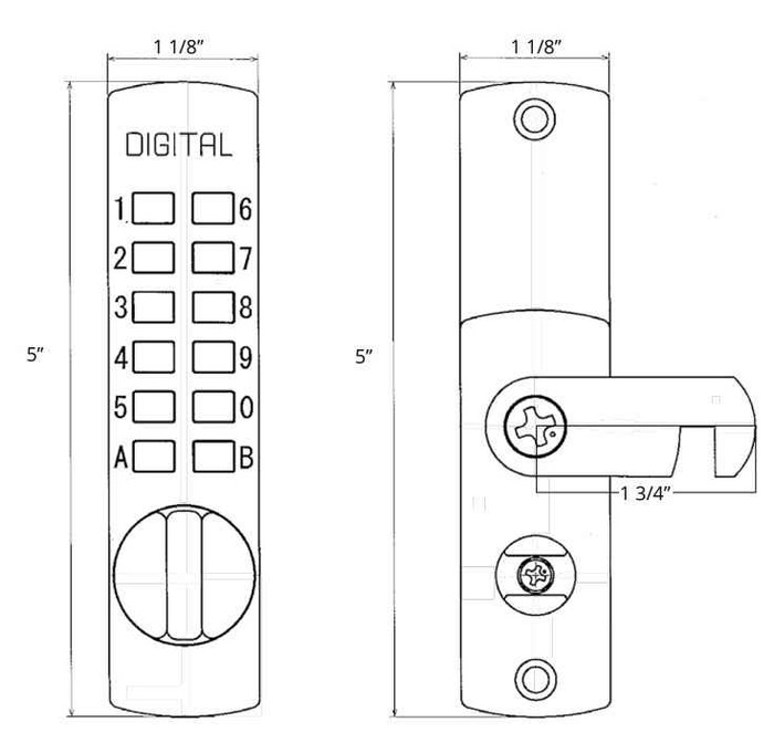 Lockey C170 Mechanical Surface Mount Keyless Digital Combination Cam ...