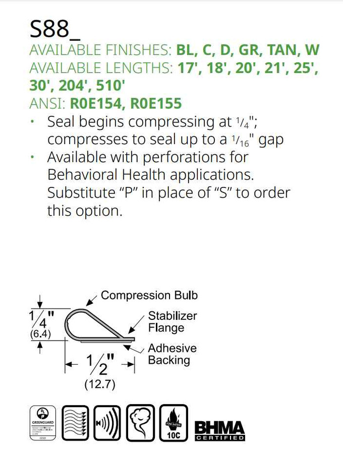 Pemko S88 Adhesive-Backed Door Gasketing | ZenSupply