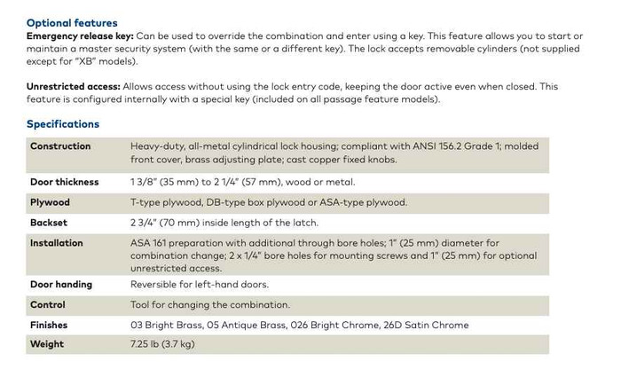 Dormakaba Simplex 1000 Series Mechanical Pushbutton Cylindrical Knob ...