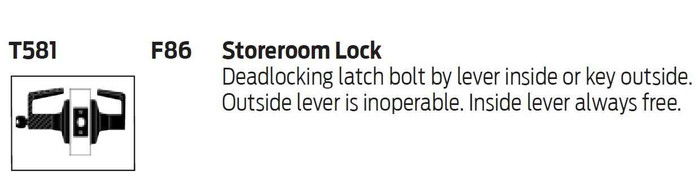 Falcon T581 - Storeroom Lock - Grade 1 Cylindrical Keyed Lever Lock ...