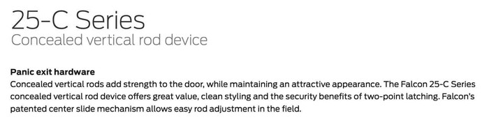Falcon 25-C Concealed Vertical Rod Exit Device 48" | ZenSupply