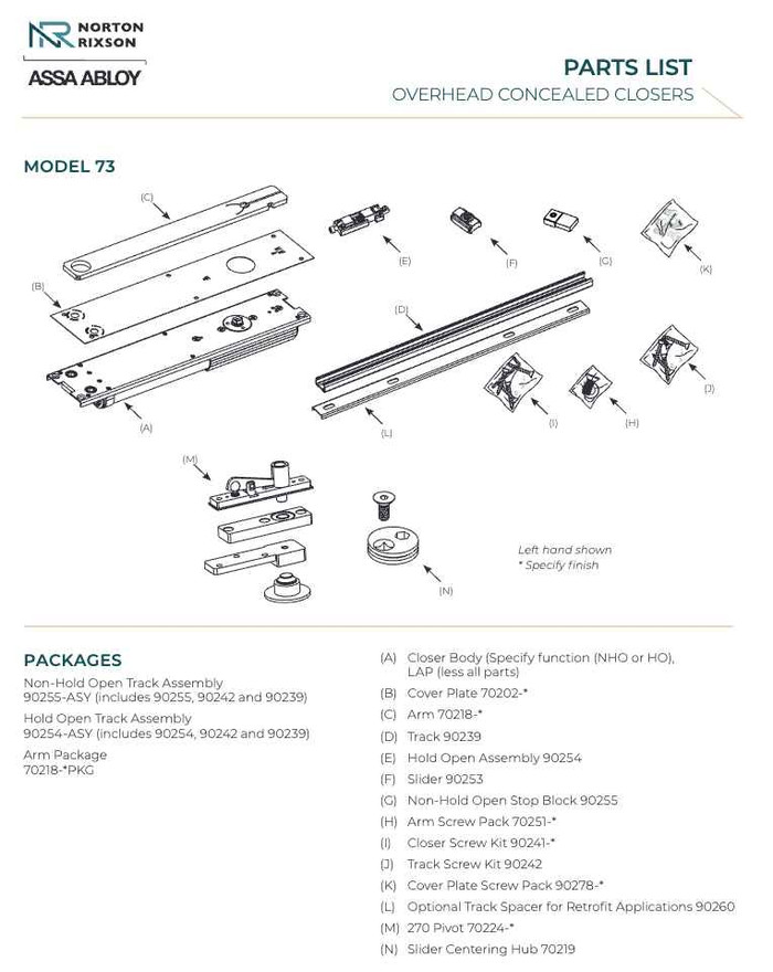 Norton Rixson 73ER Series - Emergency Release Center Hung Double Acting ...