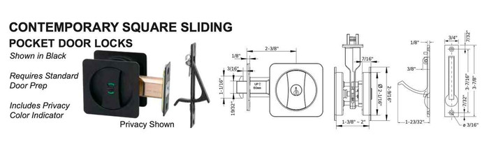 Delaney Contemporary Square Entrance Pocket Door Lock - Fast Free ...