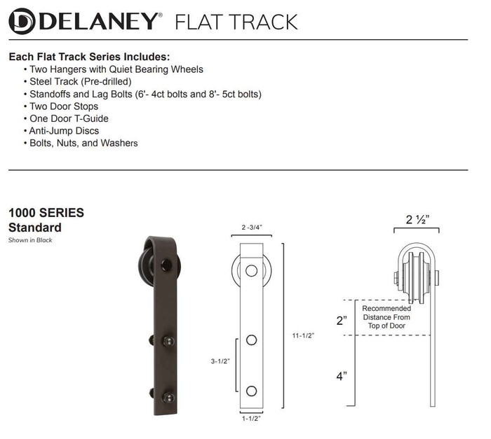 Delaney 1000 Series - 5 Foot Standard Sliding Barn Door Hardware Kit ...