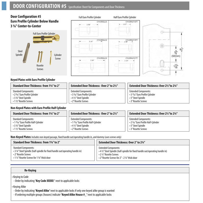 Emtek 15A1 Multi Point Lock Trim (Door Config #5) - Brass Plates ...