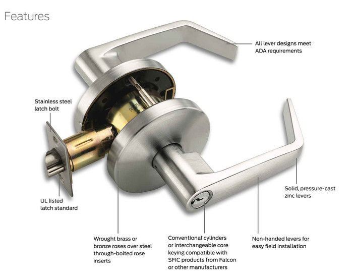 Falcon W501 - Entry Lock - Grade 2 Cylindrical Keyed Lever Lock - Fast ...