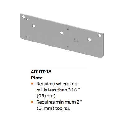 LCN 4010T-18 Drop Plate, Narrow Top Rail or Flush Ceiling for 4010T ...