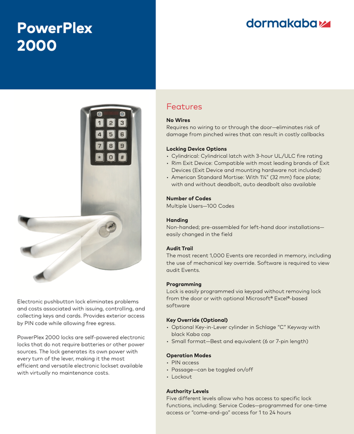 Dormakaba PowerPlex P2066 Series Mortise Lock - Fast Free Shipping | ZenSupply