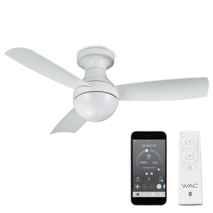 WAC Smart Fans 44" Orb 3-Blade Smart Flush Mount Ceiling Fan F-004