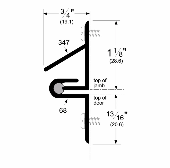 Pemko 68 Door Top Weatherstrip 40" Fire-Rated | ZenSupply