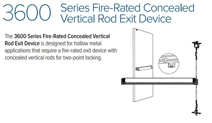 Adams Rite 3600 Series (Fire-Rated) Concealed Vertical Rod Exit Device ...
