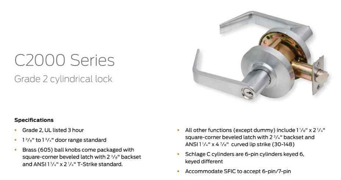 Dexter C2000 Series - Grade 2 Entry/Office Cylindrical Lever Lock, Non ...