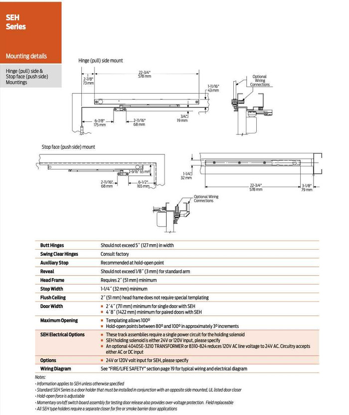 LCN 4040SEH SENTRONIC, Surface-Mounted Fire/Life Safety Door Holder