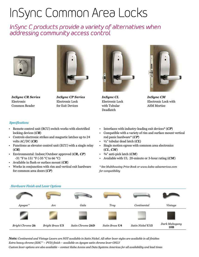 Dormakaba InSync Battery Operated ASM Mortise Lock, Utility Mortise, No ...
