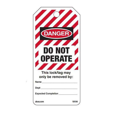 ABUS Safety Lockout Tags on a Roll "Do Not Operate" - Fast Free ...