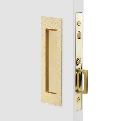 Emtek Knurled Narrow Modern Rectangular Pocket Door Mortise Lock (2" x ...