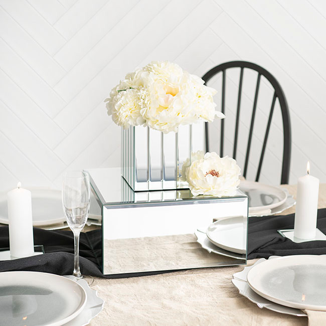 Mirror Strip Rectangle Vase Small - Elegant Bomboniere