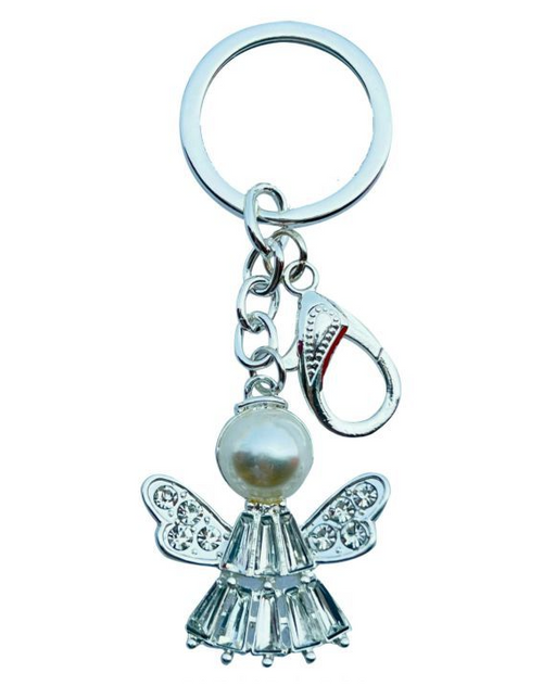 Pearl & Diamante Angel keyring - Elegant Bomboniere