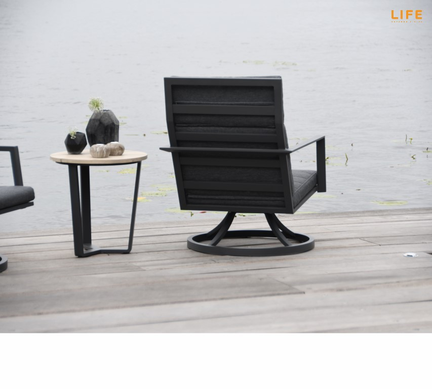 LIFE MAROON Outdoor Aluminium Swivel Lounge Chair - Lava with Sunbrella ...