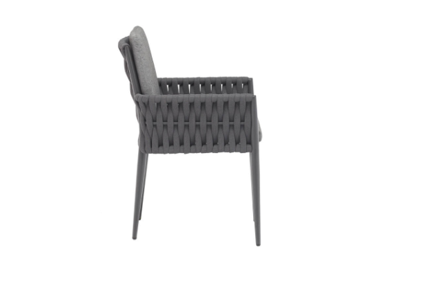 HUG Outdoor Aluminium and Strap Dining Arm Chair - Charcoal Dark Grey