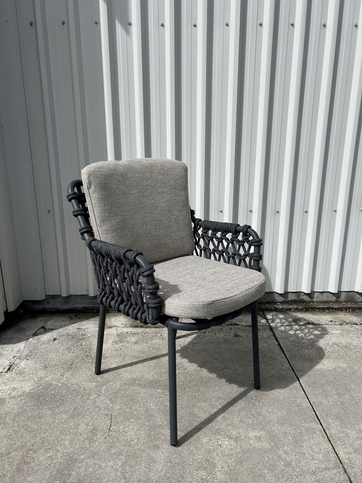 PACIFIC Outdoor Aluminium and Rope Dining Chair- Dark grey or Olive green