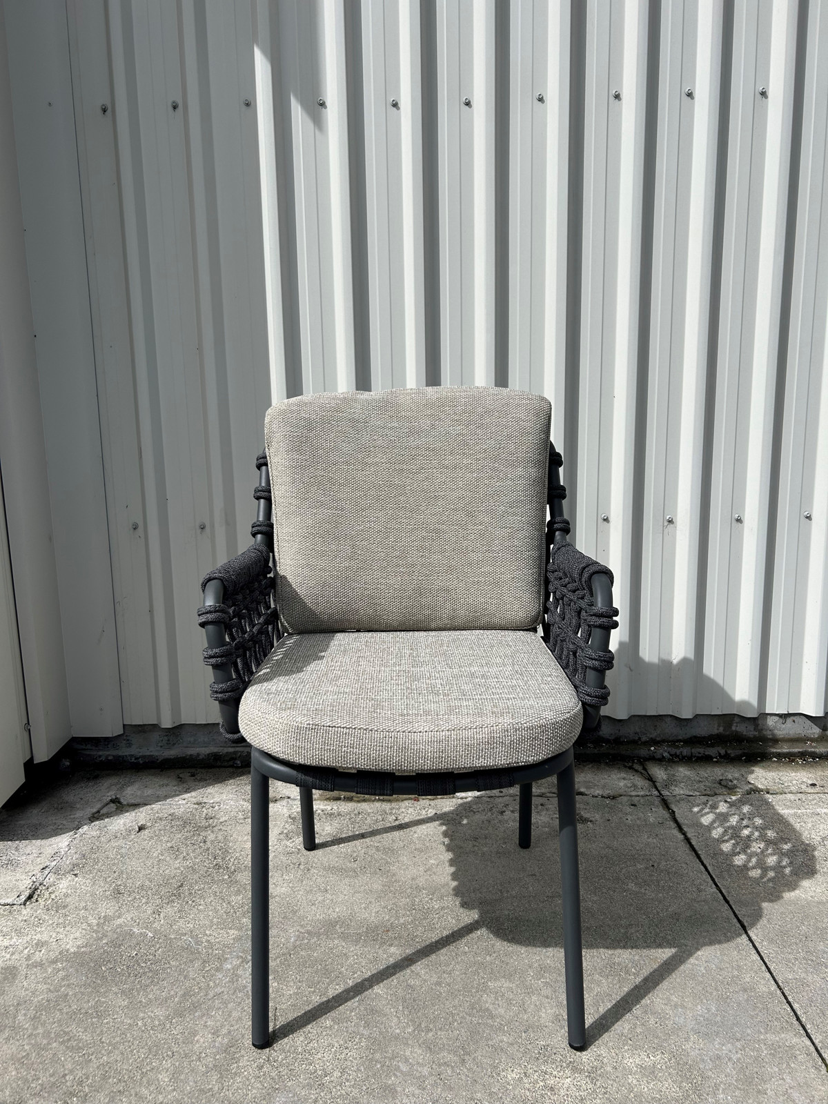 PACIFIC Outdoor Aluminium and Rope Dining Chair- Dark grey or Olive green