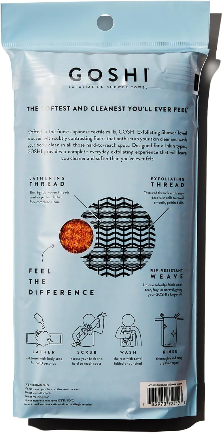 Unique Rip-Resistant Material Goshi Exfoliating Shower Towel