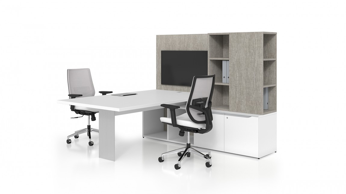 Groupe Lacasse Modern L Shaped Desk with Storage (MOSGL-NEX5)