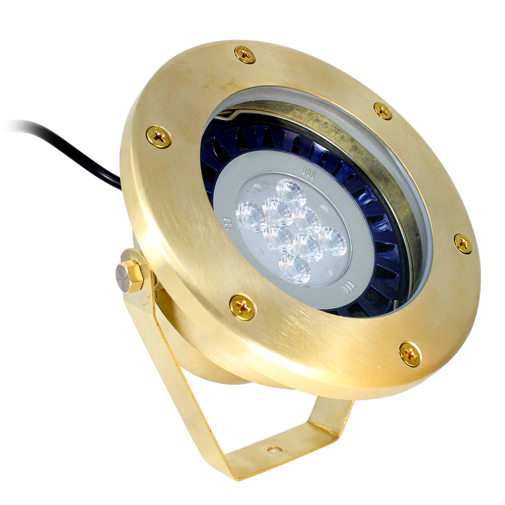 12V Raw Brass Circular LED Flood Lights | AQLighting