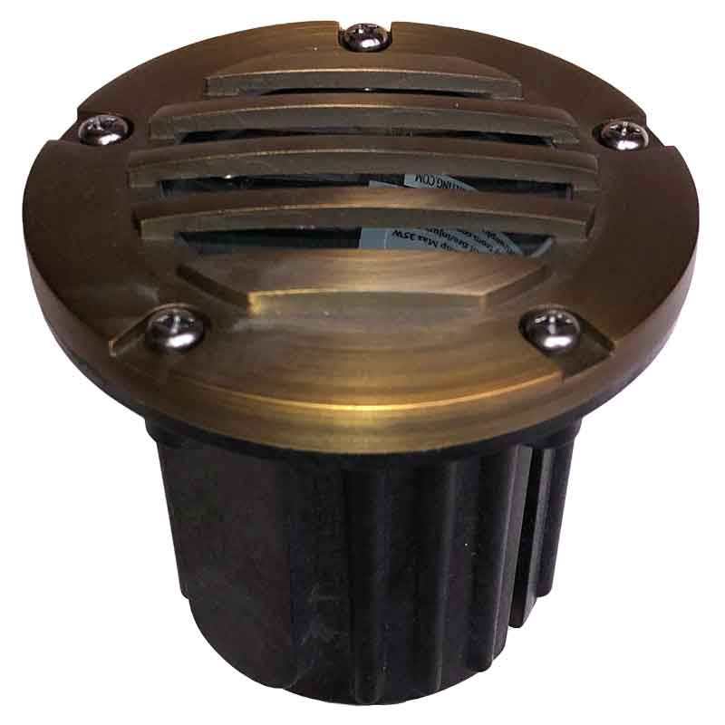12V LED Well Light w/ Brass Curved Grill Cover | AQLighting