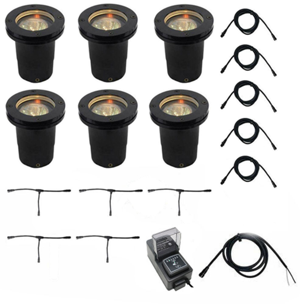 6-Pack 12V LED Open Face In-Ground Well Light Kit | AQ Lighting Group